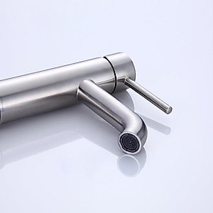 Ivanees Bathroom Sink Faucet Single Handle, Single Hole Faucet, Hot & Cold Mixer Tap Bathroom Faucet, Lead-Free Solid Brass Faucet, Brushed Nickel Finish, Deck Mounted Bath Faucet