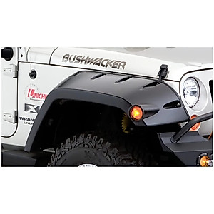 Bushwacker Max Coverage Pocket/Rivet Style Front Fender Flares | 2-Piece Set, Black, Textured Finish | 10045-02 | Fits 2007-2018 Jeep Wrangler JK Unlimited