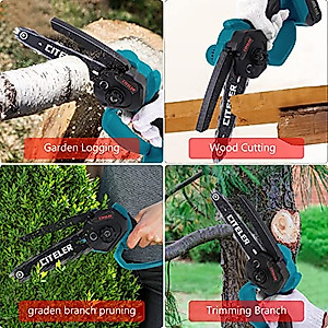 CITELER Mini Chainsaw 6-Inch, Cordless Power Chain Saws with 2 Batteries, Portable Handheld Small Chainsaw for Tree Trimming Branch Wood Cutting