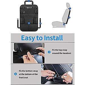 Exptolii Car Backseat Organizer, Seat Back Protector Kick Mats with 10" Tablet Holder and 10 Storage Pockets for Kids, Toddlers, Travel Accessories (1 Pack)