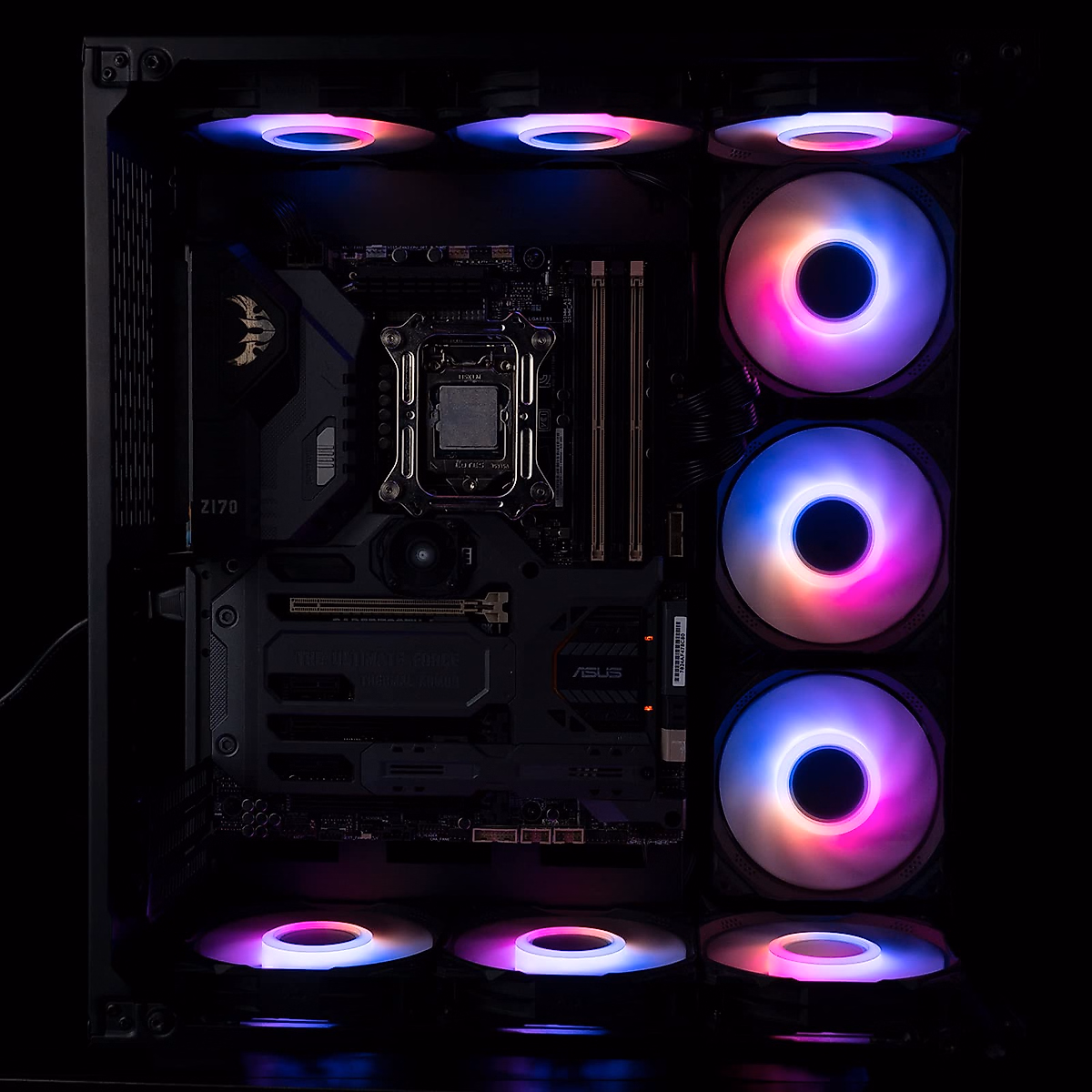 novonest RGB Case Fan,120mm Intelligent Control Silent Mirror Chassis Fan,Comes with Fan Hub,Remote Control,Adjustable Light Brightness and Light Effect Mode, UA0106(5-Pack)