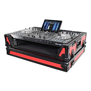 ProX XS-PRIME4 WRB ATA Flight Case For Denon PRIME 4 DJ Controller with 1U Rack Space and Wheels - Red Black
