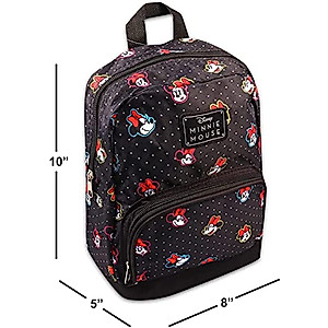 Walt Disney Studio Minnie Mouse Backpack and Wristlet Set - Bundle with Mini 10In Wrist Wallet Carrying Strap (Minnie Gift), backpack,