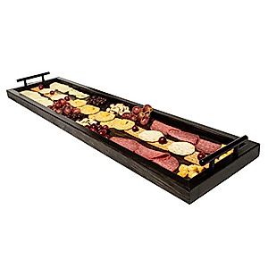 Charcuterie board-Rustic long table tray-farmhouse table trough-farmhouse table decor-tray for decor-farmhouse table tray centerpiece-dining room centerpiece-long wood tray (9" x 40", Walnut stain)