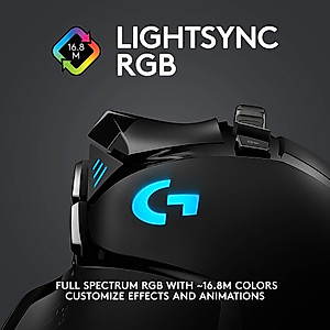 Logitech G502 Lightspeed Wireless Gaming Mouse with Hero 16K Sensor, PowerPlay Compatible, Tunable Weights and Lightsync RGB - Black (Renewed)