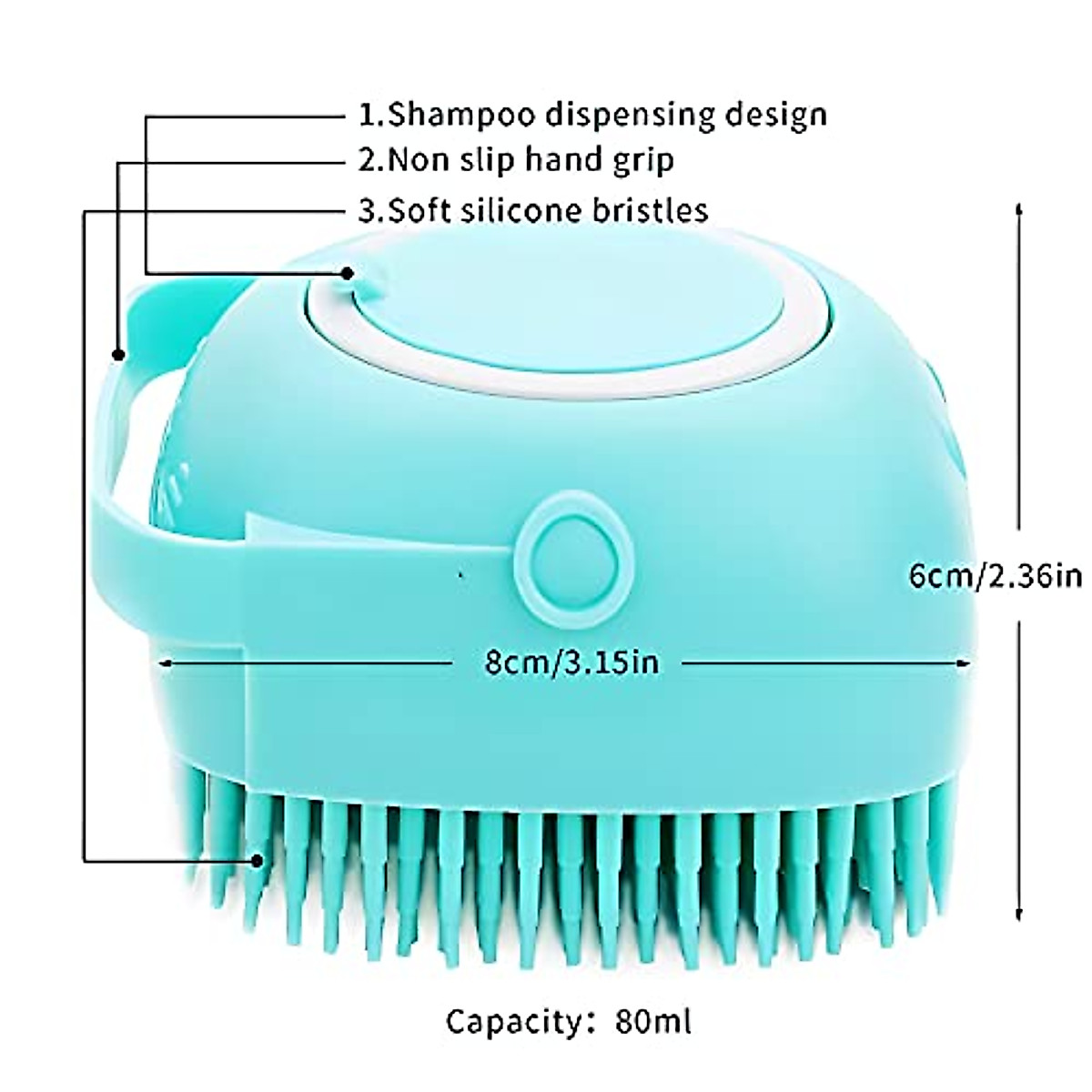 Molain Dog Cat Bath Brush Comb Silicone Rubber Dog Grooming Brush Silicone Puppy Massage Brush Hair Fur Grooming Cleaning Brush Soft Shampoo Dispenser (blue)
