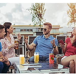 8 Pcs Drinking Glasses with Bamboo Lids and Glass Straw - 16 Oz Can Shaped Glass Cups Beer Glasses Ice Coffee Glasses Cute Tumbler Cup Great for Soda Boba Tea Cocktail Include 2 Cleaning Brushes