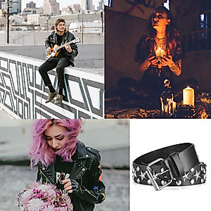 HABUAETY Studded Belt Women Y2K Spike Star Belts Star Black Girl Woman Stud Punk Waist Belt for Halloween Cosplay