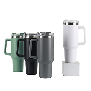 FAMKX 40oz Insulated Travel Mug Tumbler With Handle And Straw,Stainless Steel Double wall Vacuum Thermos Cup Keep Drink Cold and Hot (Caramel)