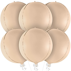 KatchOn, Big 22 Inch Beige Balloons Set - Pack of 6, Cream Balloons | Boho Balloons, Lace Balloons for Neutral Party Decorations, Beige Party Decorations | Ivory Balloons for Bridal Shower Decorations