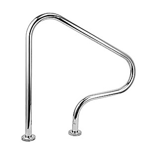 Stainless Steel Pool Handrail, 1PCS Swimming Pool Stair Rail, Ergonomics Curved Design, Rated 250kg Load Capacity for Garden Backyard Water Parks