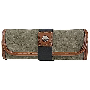 Speedball Canvas Roll Up Pencil Case, Olive W/Brown Trim, Holds Up To 36 Pencils