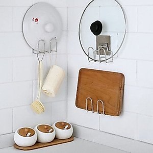 chenyesun 2 PCS of Wall Mount Pot Lid Holder ,Stainless Steel Stainless Steel Pot Pan Lid Cover Cutting Board Holder, Pan Lid Organizer Pot Hangers for Kitchen ,Bathroom, Cabinets