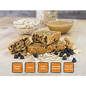 Bobo's Oatmeal Bars, Peanut Butter Chocolate Chip, Gluten Free Vegan Whole Grain Oat Bars, Pack of 12