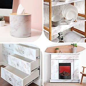 rabbitgoo Marble Contact Paper for Countertops, Self Adhesive Peel and Stick Wallpaper, Removable Counter Top Contact Paper for Old Furniture, Gold/White Matte Granite, 17.5" x 78.7"