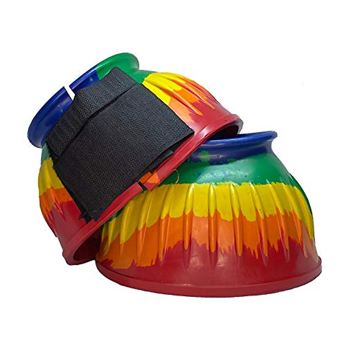 VS Virginia Saddlery Rainbow Bell Boots with Double Velcro Closure - Large (Large)