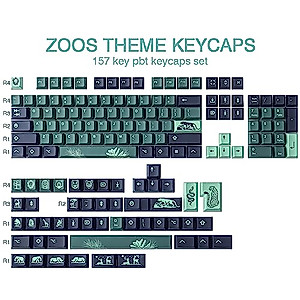 JOMKIZ PBT Keycaps, 157-key Dyed Sublimation Cherry Profile Custom Keycap Set for Cherry MX Switches ISO/ANSI Layout Mechanical Keyboards