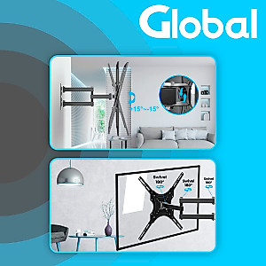 Global Electronics Tv Stand, Rotating Tv Mount, Articulating TV Mount with Long Arm, Tv Stands for Living Room Easy Installation fits 14 to 55 Inch Flat and Curved TVs VESA Mount 400x400mm