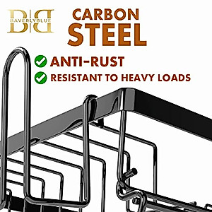 BaverlyBlue Dish Drying Rack with Drainboard, 2 Tier Dish Rack Easy to Install Dish Drying Rack for Kitchen Counter with Cutting Board Rack Silicone Mat (24 * 16inch)-Dish Rack (Black)