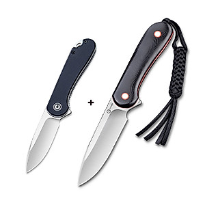 CIVIVI Elementum Flipper Knife Bundled with Fixed Blade Elementum, Great EDC Knife Companion