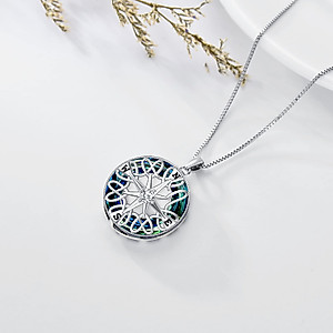 TOUPOP Celtic Compass Necklace Sterling Silver with Blue Circle Crystal Birthday Graduation Christmas Talisman Travel Necklace Inspirational Jewelry Gifts for Women