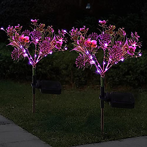 Doingart Solar Phalaenopsis Garden Lights Outdoor Decorative, Outdoor Solar Flower Lights for Patio, Garden, Yard, Lawn, Pathway (2pcs )