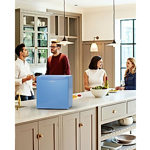 Upstreman 1.7 Cu.ft Mini Fridge with Freezer, Dorm Essentials, Adjustable Thermostat, Energy Saving, Low Noise, Single Door Compact Refrigerator for Dorm, Office, Bedroom, Blue-FR17