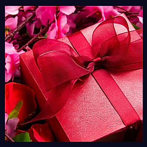 GAKA Red Organza Wired Sheer Ribbon 1.5 inch for Gift,Floral,Craft Decoration, 50 Yard Roll