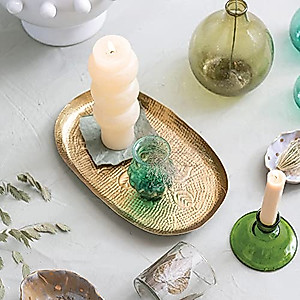 Creative Co-Op Embossed Metal Tray, Antique Gold Finish Decorative Accents, 13" L x 8" W x 1" H