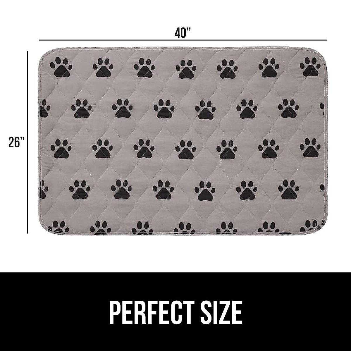 Gorilla Grip Reusable Puppy Pads, 40x26, Slip Resistant Pet Crate Mat, Absorbs Urine, Waterproof, Cloth Pee Pad for Training Puppies, Washable Incontinence Underpads, Chucks, Protects Sofa, Furniture