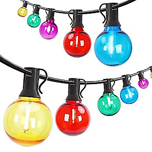 Afirst Colored Outdoor String Lights 25FT - 27 LED Bulbs Waterproof Shatterproof Multicolor Patio Lights Decorative Globe Christmas Lights for Holiday Party