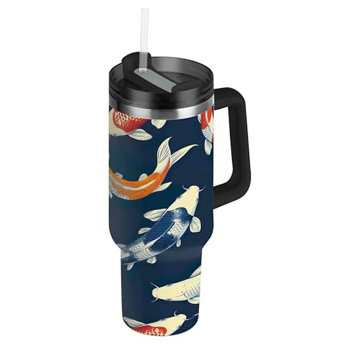FRCSDIY Beautiful Goldfish Insulated Tumbler with Handle and Straw Lid,40oz Leakproof Stainless Steel Cup BPA-Free Water Bottle