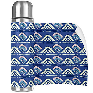 Stainless Steel Leather Vacuum Insulated Mug Abstract Texture Thermos Water Bottle for Hot and Cold Drinks Kids Adults 16 Oz