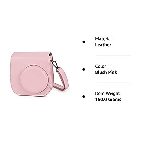 Phetium Instant Camera Case Compatible with Instax Mini 11,PU Leather Bag with Pocket and Adjustable Shoulder Strap (Blush Pink)