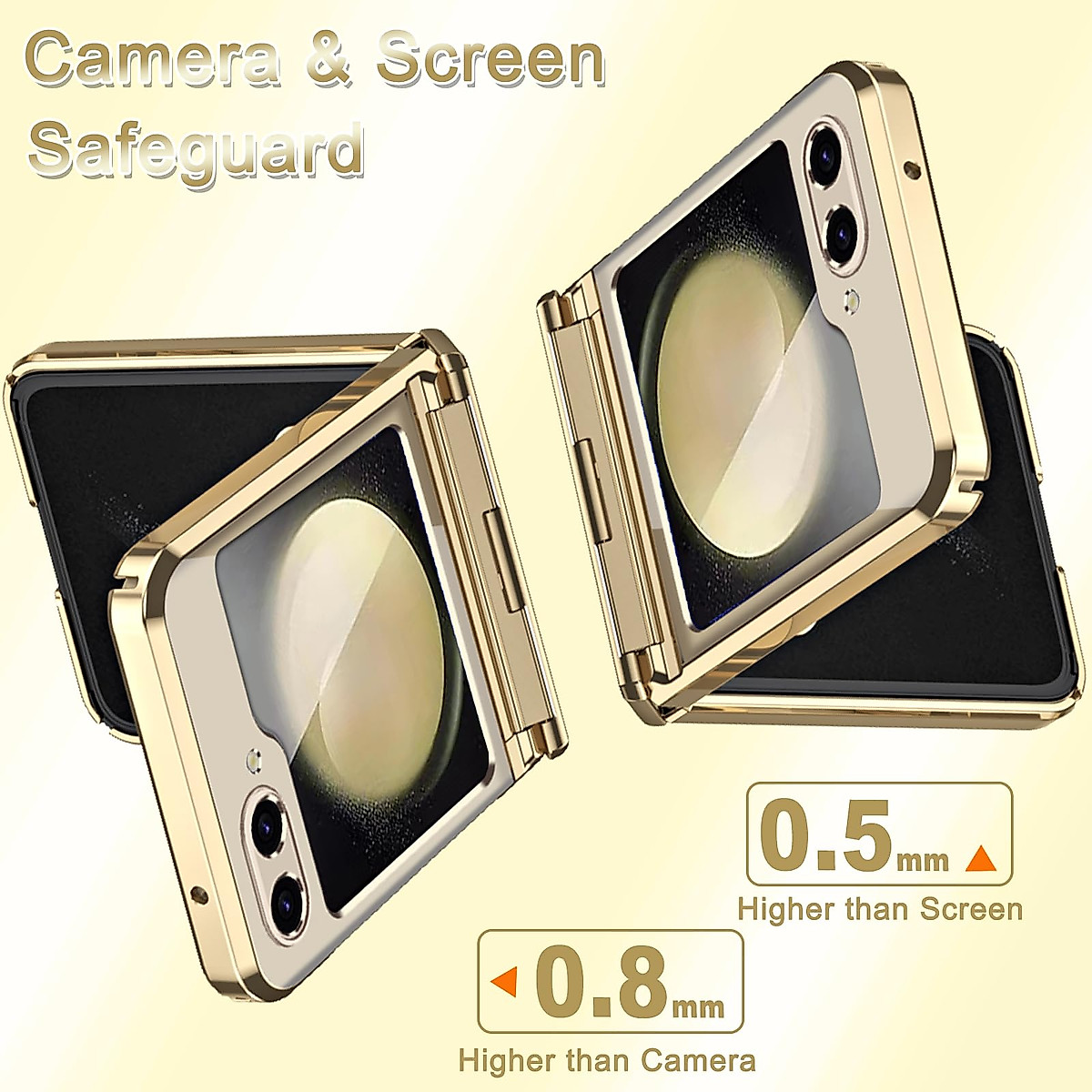 NINKI Compatible Clear Case for Samsung Galaxy Z Flip 5 Phone Case with Hinge Protection,Full Coverage Luxury Transparent Plating PC Thin Case Cover for Samsung Galaxy Z Flip 5 5g Case Champagne Gold