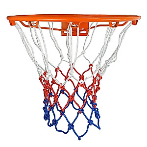 Aoneky Basketball Rim Replacement, Standard 18" Size Basketball Goal Hoop with Net - 14mm Orange