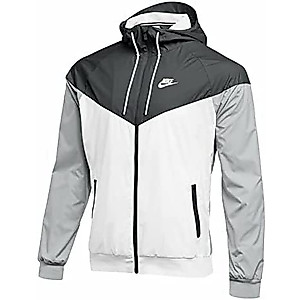 NIKE TEAM MEN'S WINDRUNNER JACKET Hooded Windbreaker (Black/White, X-Large)