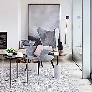 danpinera Metal Side Table, Black Side Table for Small Spaces Outdoor Patio Side Table Circle Metal Bedside Table Waterproof Removable Tray Round Accent Table for Nursery Bedroom Balcony Office Black