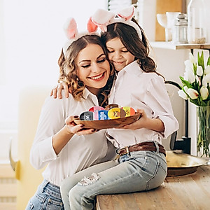 6Pack Easter Wooden Percussion Musical Shake Eggs for Toddler Kids Boys Girls ,Easter Basket Essentials Easter Basket Stuffers