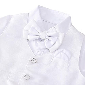 Dressy Daisy Infant Baby Boy Christening Clothing Baptism Outfit All White Suit Set with Bonnet Size 9-12 Months, Long Sleeve