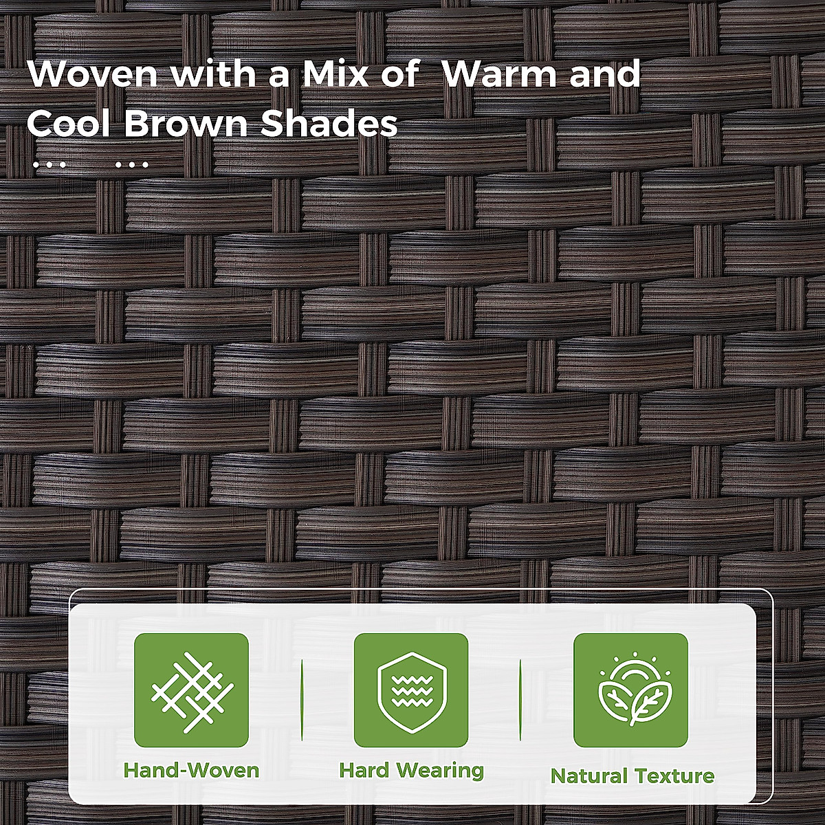 Small Patio Furniture Set with Glass Coffee Table, PE Rattan Outdoor Couch with Metal Frame, All Weather Wicker Patio Ottoman Set with Removable & Washable Cushion for Patio Garden, Khaki&Brown