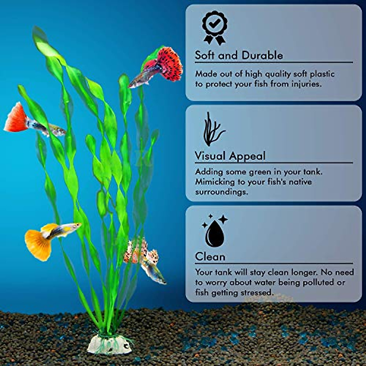 JOR Artificial Vallisneria Spiralis Plant, Aquarium Decor, Create Aquatic Forest, 10-Pcs