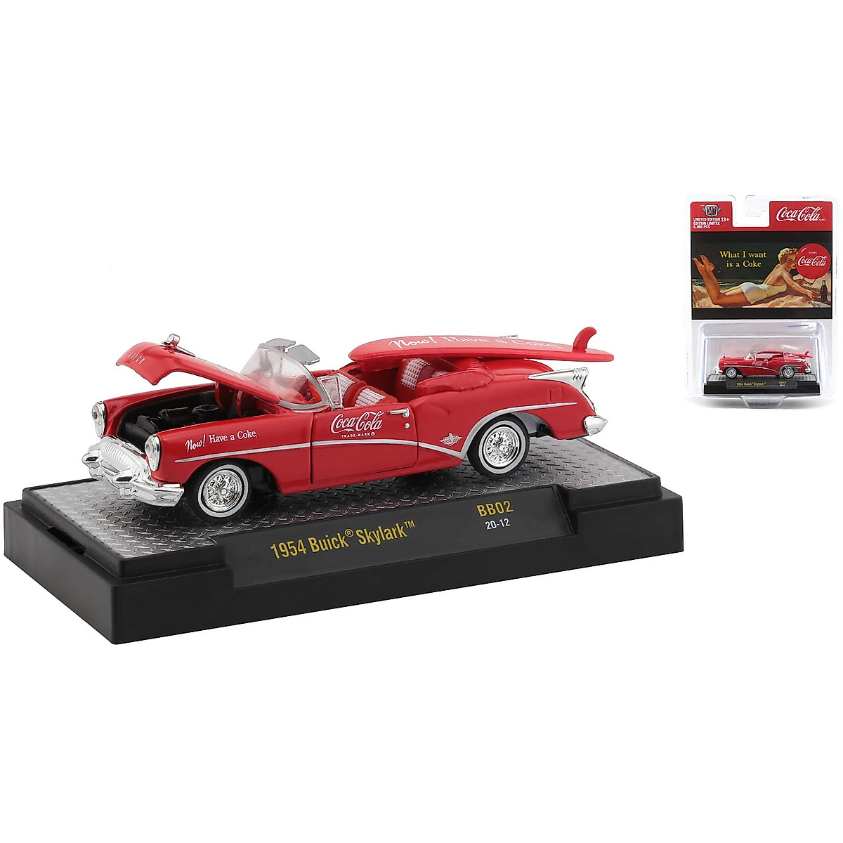 Coca-Cola Bathing Beauties Set of 3 Cars with Surfboards Release 2 Limited Edition to 6980 Pieces Worldwide 1/64 Diecast Model Cars by M2 Machines 52500-BB02