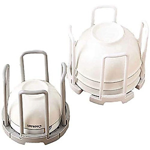 TIST 2Pcs Dish Rack - Retractable Drain Bowl Rack Plastic Removable Cutlery Holder Dish Drainer Rack(White and Gray)