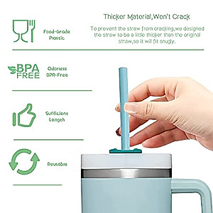 Replacement Straws for 40oz Travel Tumbler,6 Pack Reusable Silicone Straws with Cleaning Brush Compatible with Water Jug(Blue)