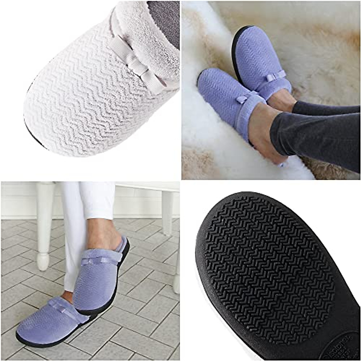 isotoner Women's Chevron Slip On Clog Slippers with Moisture Wicking for Indoor/Outdoor Comfort and Arch Support, Periwinkle, 8.5-9 M US