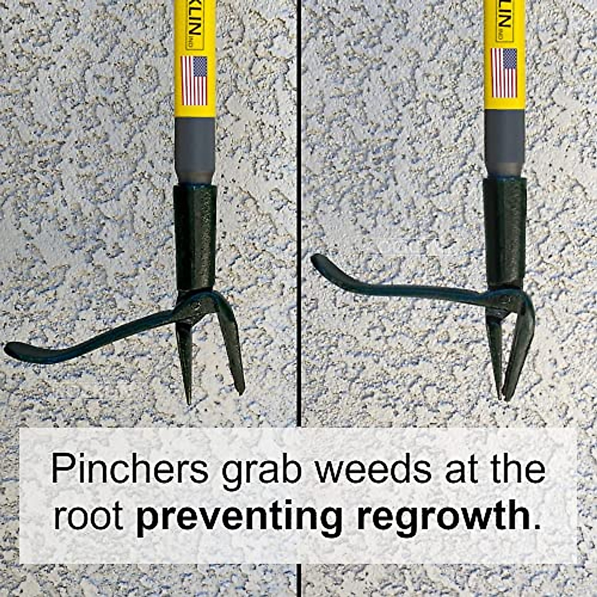 Rocklin™ Stand Up Weed Puller Tool - 4 Claw Steel Head - 48 inch Handle - 100% Metal - Easily Remove Weeds Without Bending or Kneeling