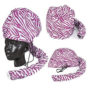 Locsanity Dreadlock Loose Natural Hair Bonnet Dryer Attachment Quick Drying Cap - Black or Purple (Purple Animal)
