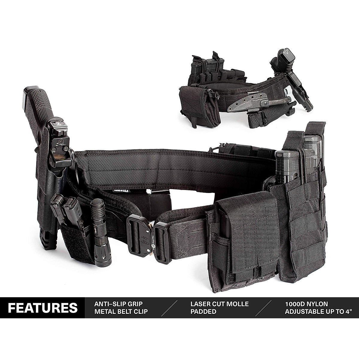 Tacticon Battle Belt | Padded Tactical Nylon Belts | Disabled Combat Veteran Owned Company | Heavy Duty Belt Quick Release Metal Buckle