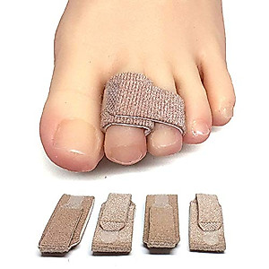 ZenToes Reusable Fabric Buddy Wraps for Broken Toes, Hammertoe Straightener, 4 Count (Beige)